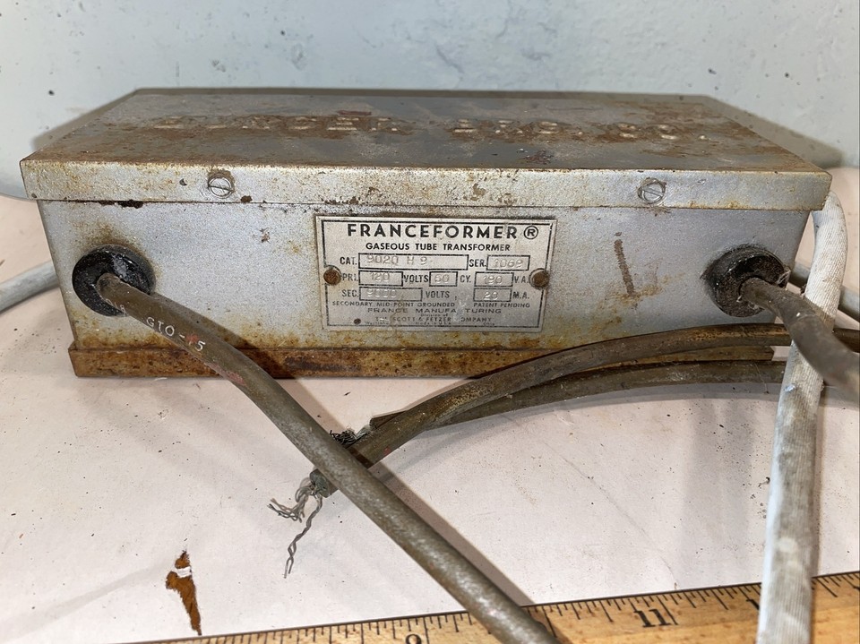 FRANCEFORMER Vintage 9020 H9 Neon Sign Transformer 120V to 9000V 20mA ...