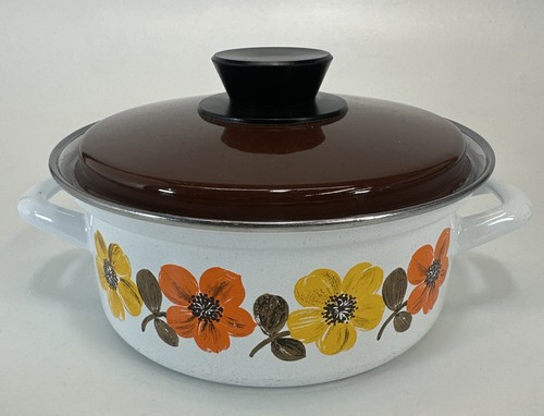 Vintage Austria Email 8" Pot Enamelware 2 Quart Floral Cookware with ...