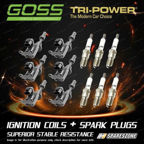 6 GOSS Ignition Coils + 6 Tri-Power Spark Plugs for Nissan 300ZX Z32 ...