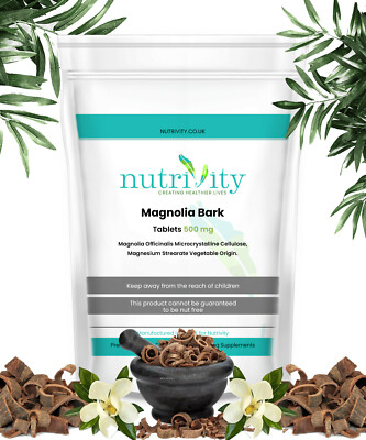 Magnolia Bark 500mg Tablets Chinese Medicine Supplement By Nutrivity UK ...