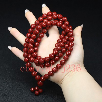 Certified Natural cinnabar Chinese style crystal sand bracelet 108 ...
