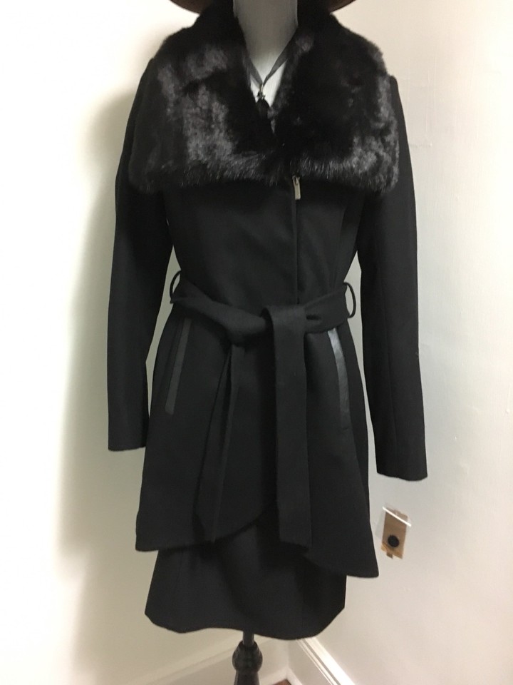 Rachel Rachel Roy Faux Fur Wool Blend Coat Black S,XL S/O 245$ | eBay