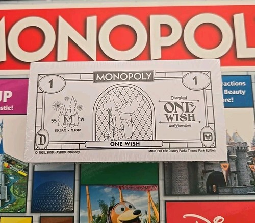 Disney Monopoly Play Money One Wish DL WDW Theme Park Set Sealed Game ...