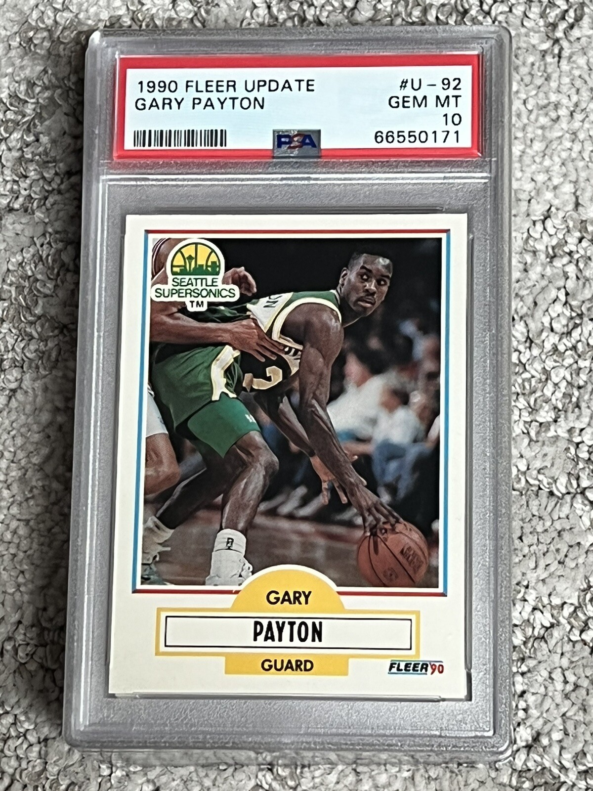 PSA 10 BASKETBALL CARD 1990 FLEER UPDATE GARY PAYTON ROOKIE SEATTLE ...