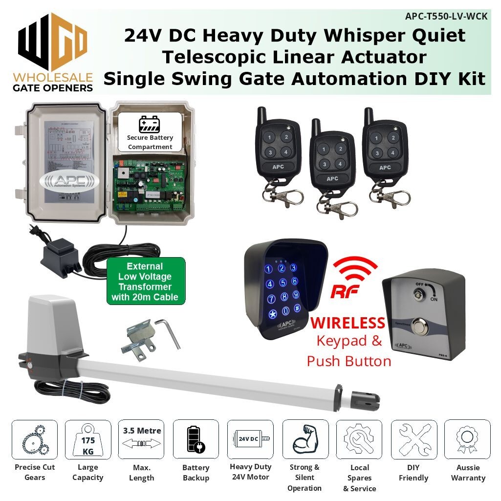 APC Gate Automation Kit with Wireless Keypad & Push Button Switch and 3 ...