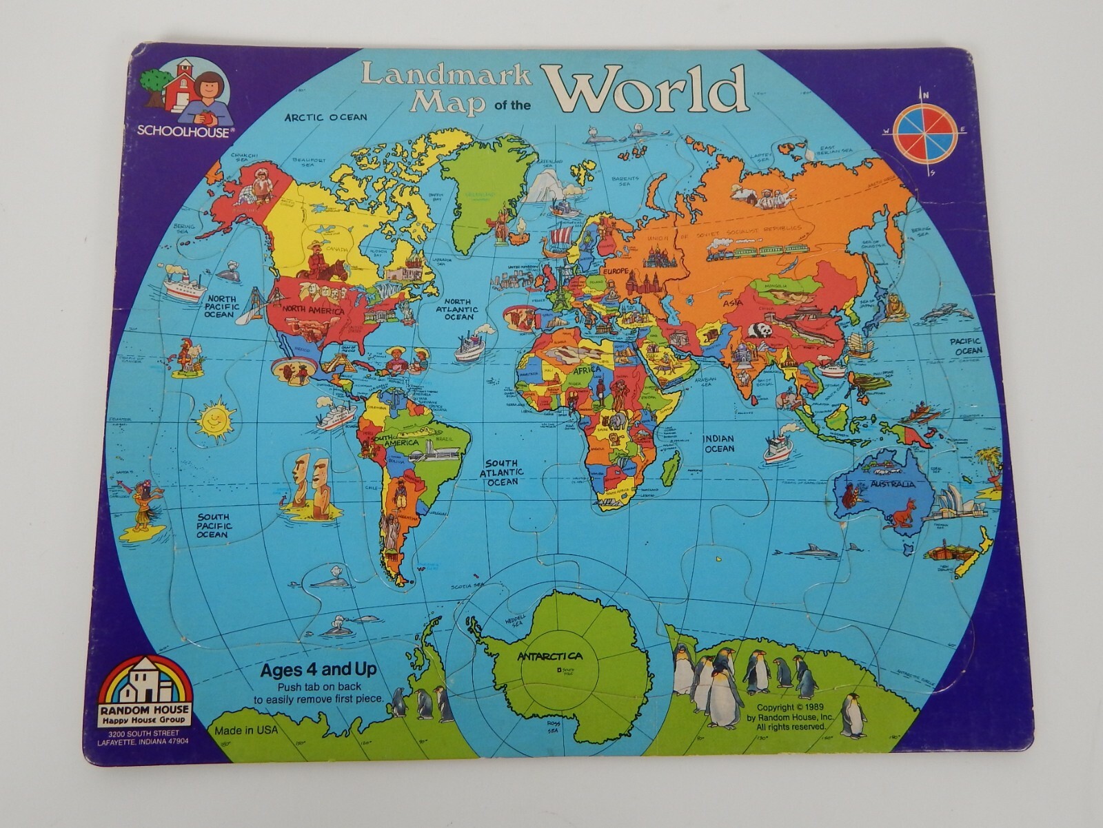 1989 Random House/Schoolhouse Landmark Map of the World Jigsaw Puzzle ...