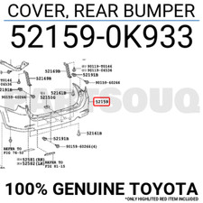 521590K951 Genuine Toyota Cover RR Bumper L 52159-0k951 for sale online ...