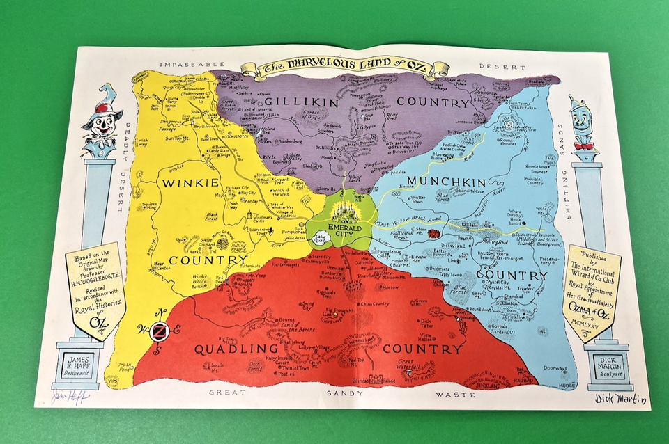 Wizard & Land of Oz Color MAP Dick Martin Oz Club Int. DOUBLE SIGNED ...