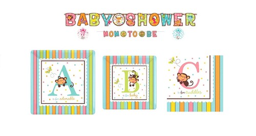 Zoo Animal Themed Baby Shower Bundle of Plates, Napkins and Decorations ...