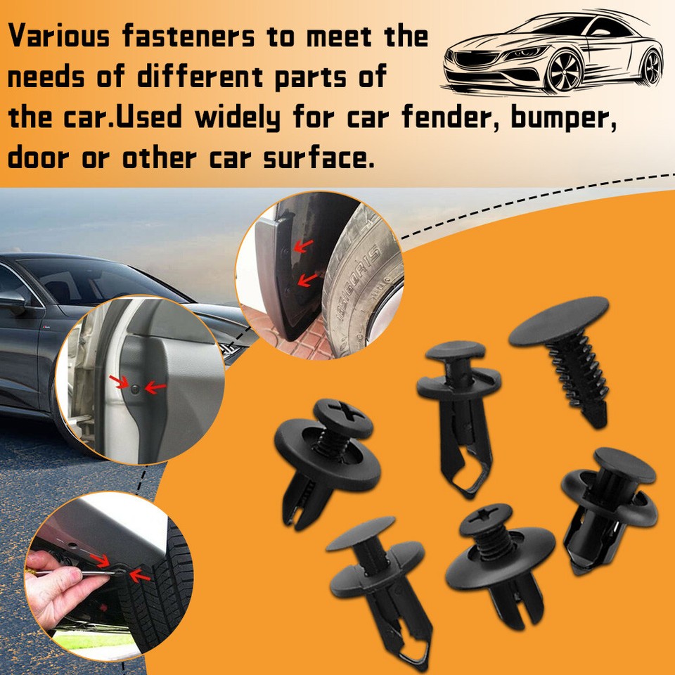 190Pcs 6 Size Car Panel Lining Clips Fastener Rivet Push Pin Rivet Trim ...