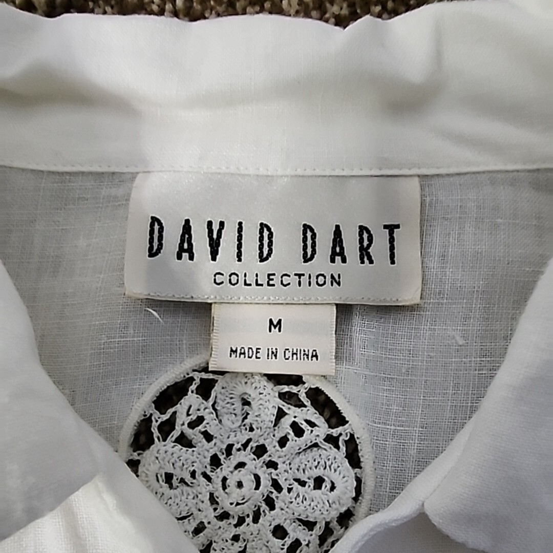 DAVID DART Collection 100% Linen White Blouse Knitted Design Size ...