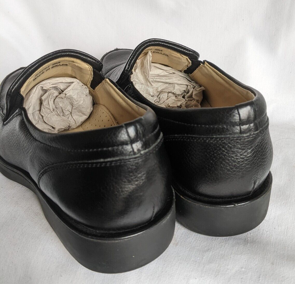 VS ZACH MEN SZ 9 SLIP-ON BLACK LEATHER CASUAL COMFORTABLE SHOE RUBBER ...