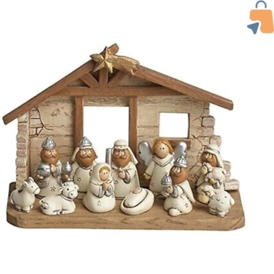 Enchanting Miniature Nativity Set - 12 Pieces with Creche for Memorable ...
