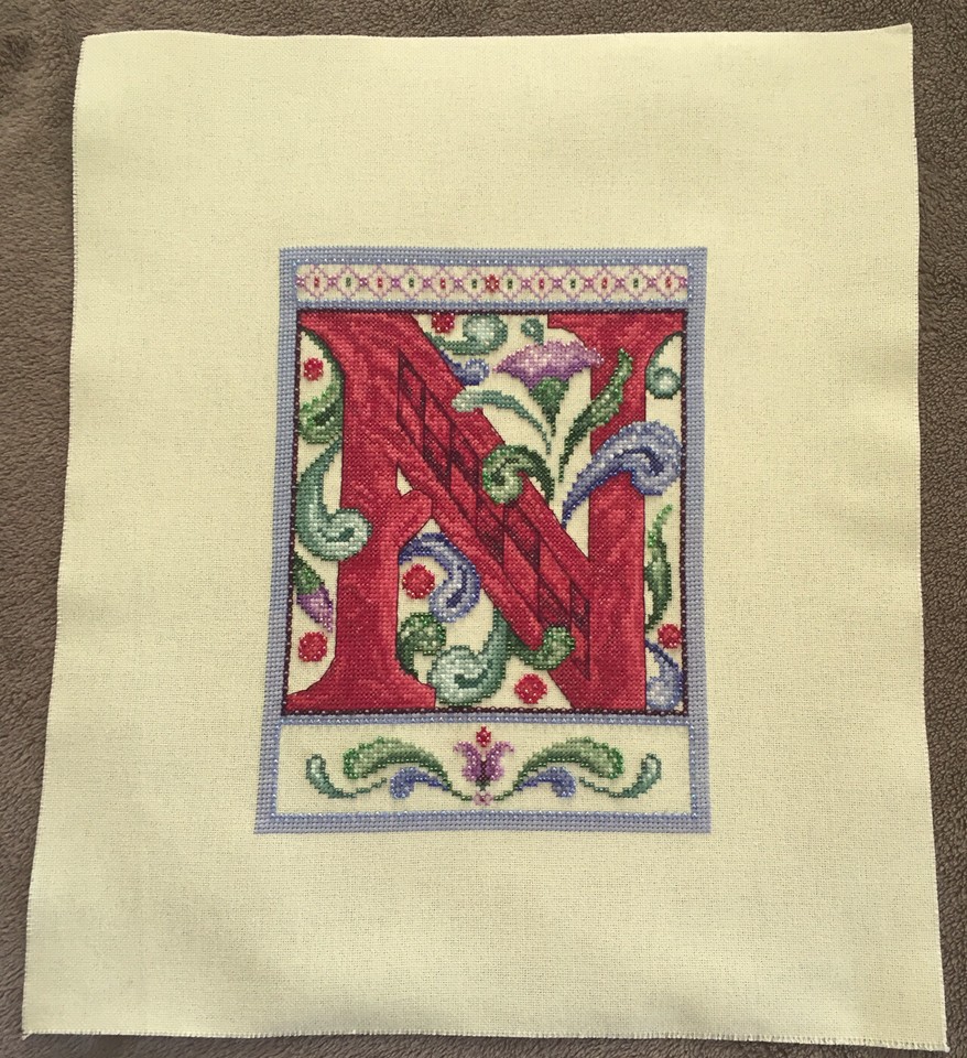 Monogram "N" Completed Cross Stitch with Embellishments - Jim Shore ...