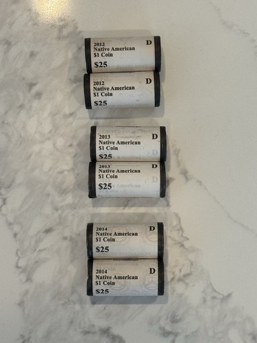 6x $25 Native American $1 Rolls – 2012–2014 Sealed US Mint Wrap – LOW ...