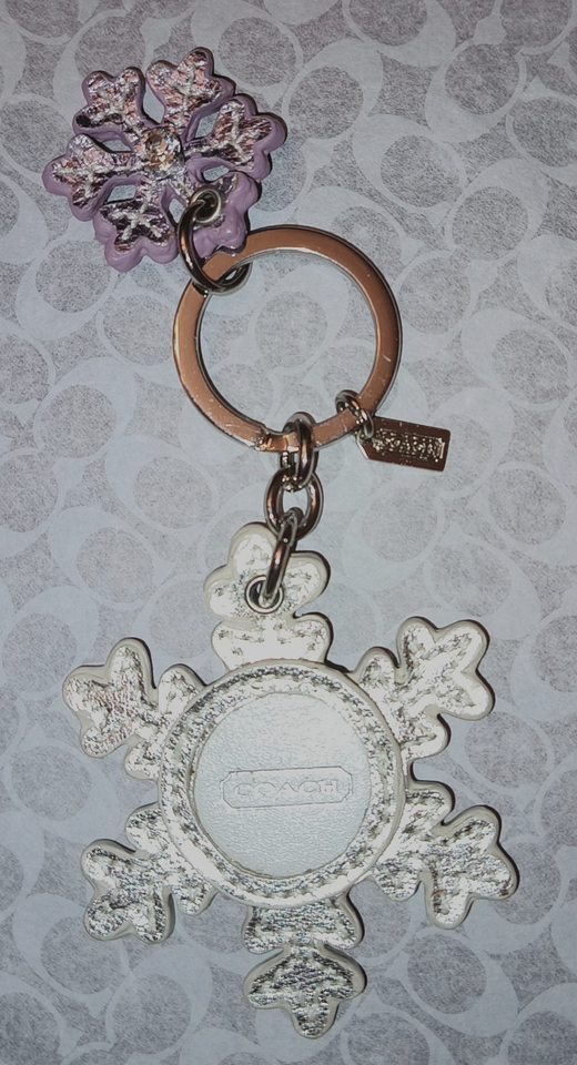 NEW COACH SNOWFLAKE KEY CHAIN CHARM PICTURE FRAME METALLIC SILVER LILAC ...