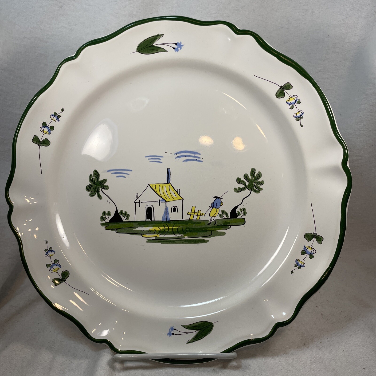 Varages France Cabanon Cottage Chop Plate (1) w/ Man-Green Trim Platter ...