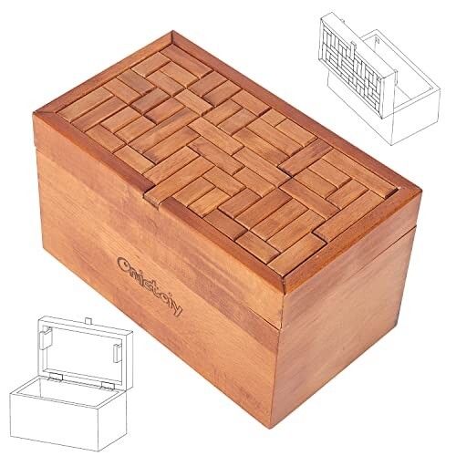 Wooden Secret Puzzle Box - Brain Teaser and Money Holder, Handcrafted ...