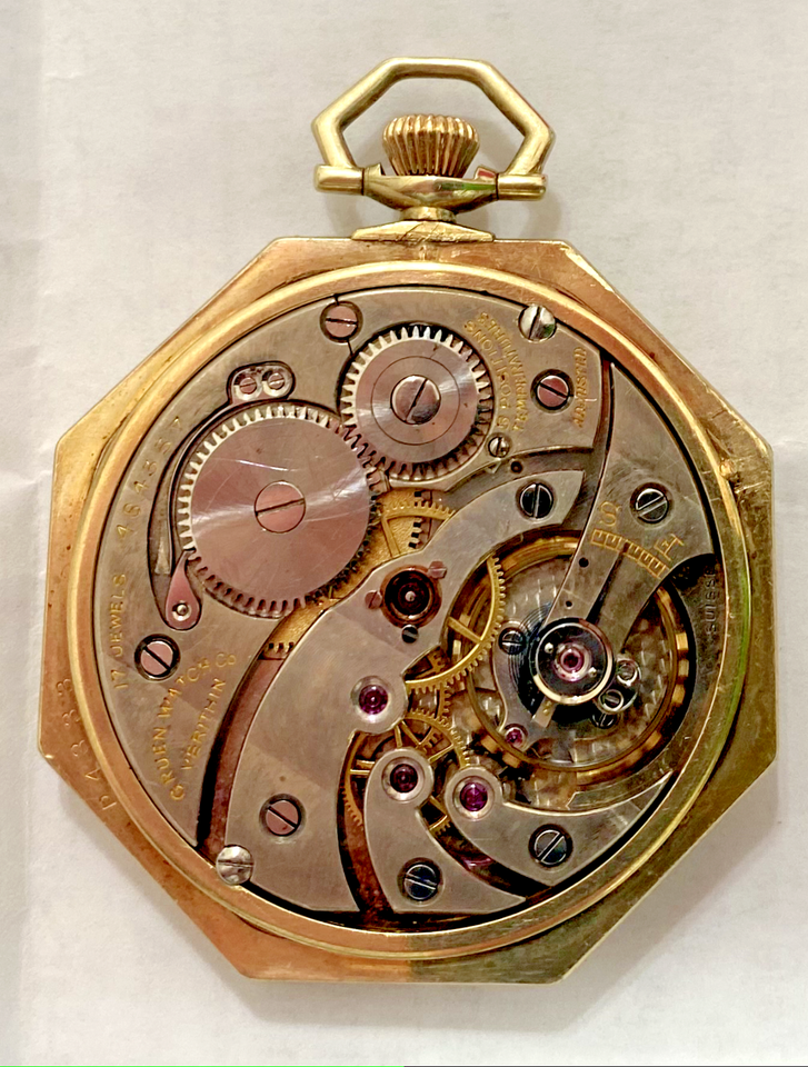 Vintage GRUEN VeriThin Mechanical Pocket Watch, Octagon Shape, Gold ...