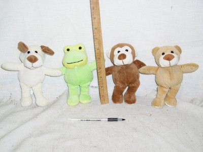 4 NEW 6" INCH SOFT PLUSH STUFFED ANIMAL TOY DOGS DOG MONKEY FROG FREE ...