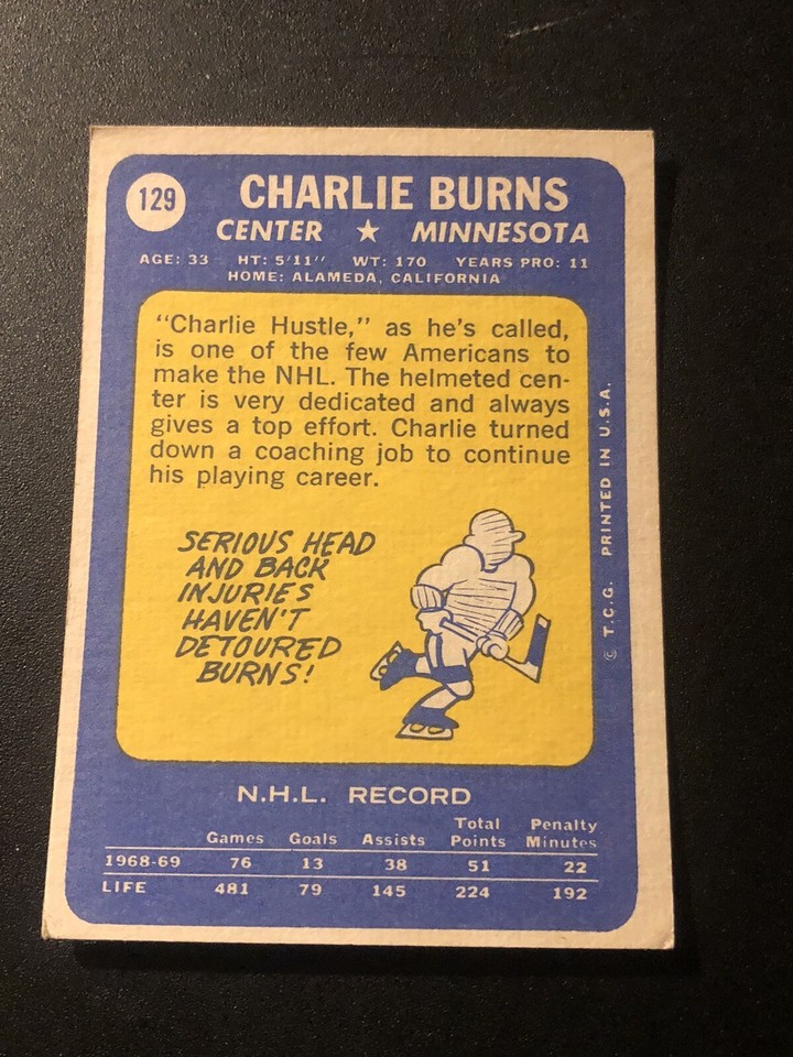 1969-70 Topps Charlie Burns #129 VG/EX | eBay
