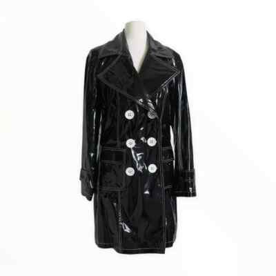 Women Trench Vinyl Shiny Gothic Coat PVC Emo Top quality Faux Leather ...