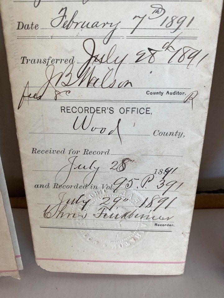 HANDWRITTEN Antique LAND DEEDS 1888 RAISED SEALS Victorian VTG Ephemera ...