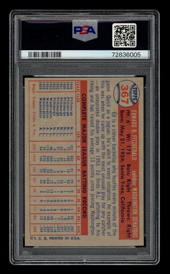 1957 Topps Set-Break #367 Ed Fitzgerald PSA 8 NM-MT | eBay