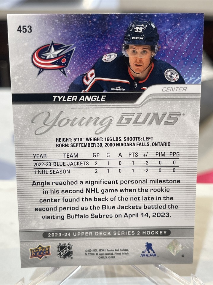 2023-24 Upper Deck UD Young Guns YG Tyler Angle Rookie Card RC #453 | eBay