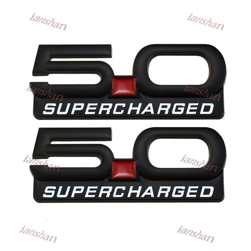 2X 5.0L V8 5.0 Supercharged Emblem 3D Metal Badge Black Red White | eBay