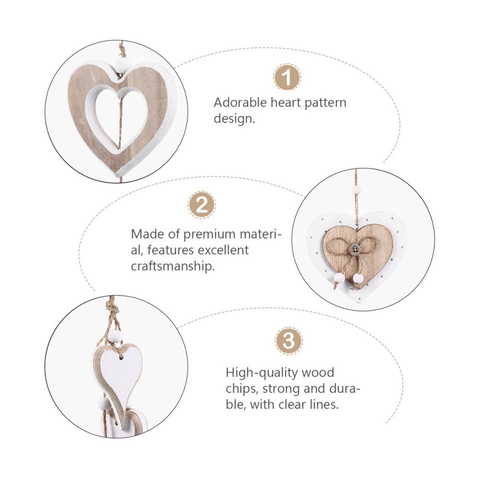3 Pcs Wooden Heart Shape Pieces for Crafts DIY Hanging Decor for Office ...