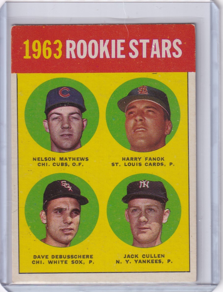 1963 Topps 54 1963 Rookie Stars - Mathews / Fanok / DeBusschere ...