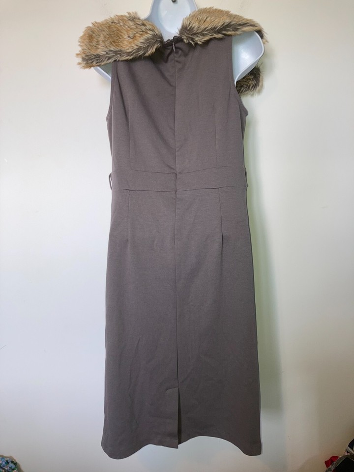 midi bodycon dress size 12 myleene klass grey belt holes zip attachable ...
