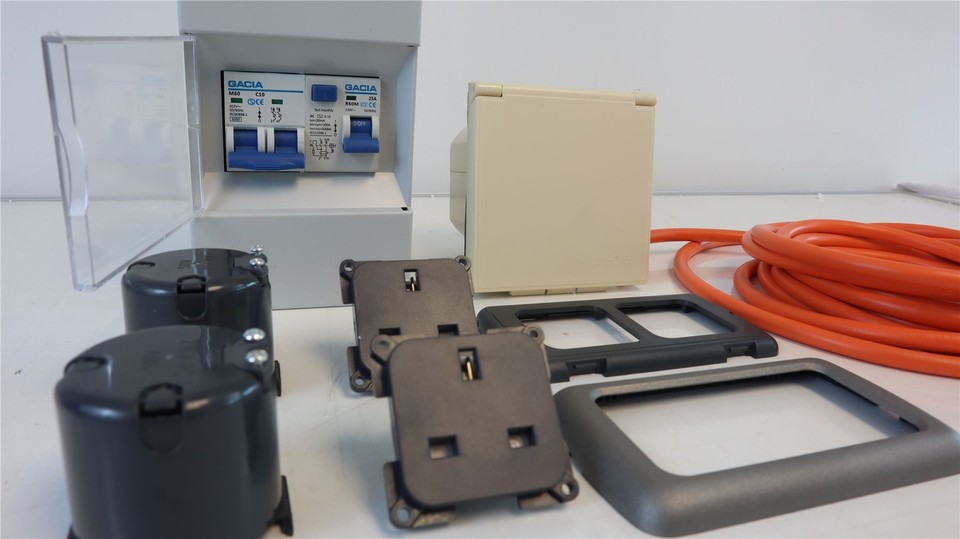 240v ELECTRIC MAINS HOOK UP INSTALLATION KIT FOR CAMPERVAN CARAVAN ...
