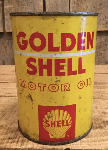Early Vintage 1Qt Gas Service Station GOLDEN SHELL Motor Oil Tin Can | eBay