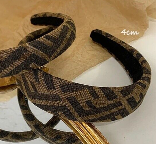 Designer Headband High End Rare Color Black letter /brown luxury ...