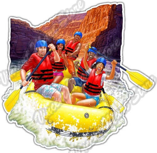White Water Rafting Canyon Travel Paddling Car Bumper Vinyl Sticker ...