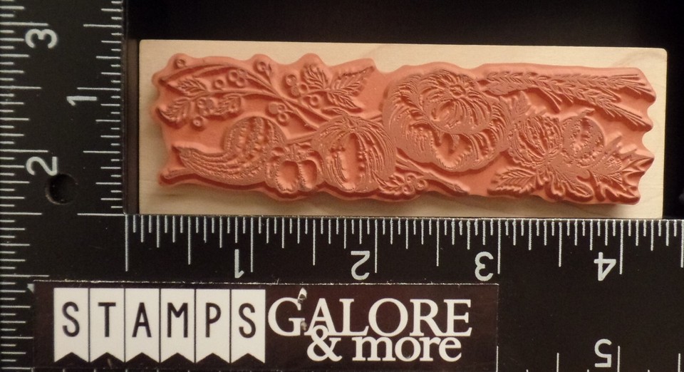 PSX Rubber Stamps G-1632 THANKSGIVING FALL GOURDS SQUASH PUMPKINS WHEAT ...