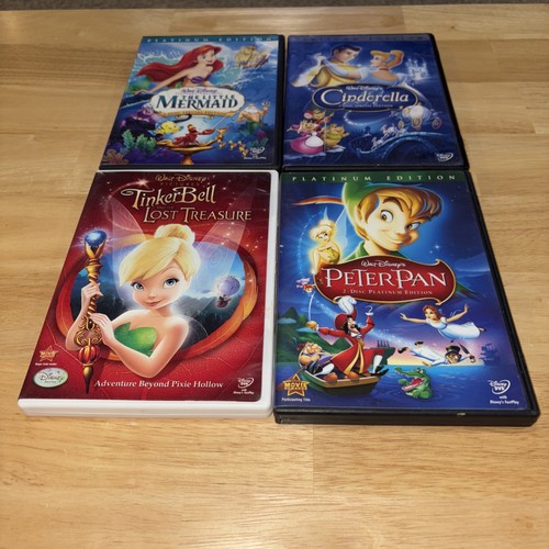 Lot of 4 Disney Movies: Little Mermaid/Cinderella/ Tinker Bell/Peter ...