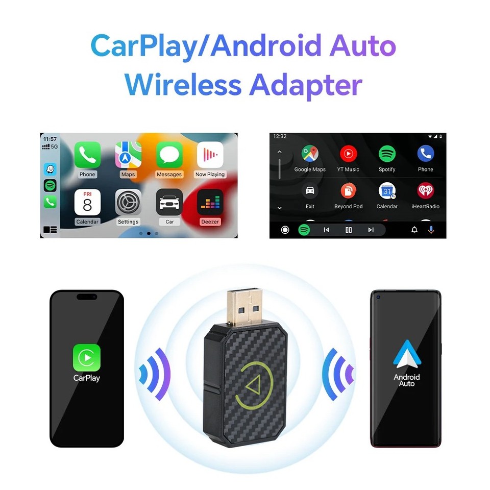 USB Wireless Car Play Adapter For iPhone Apple Android Carplay Dongle ...