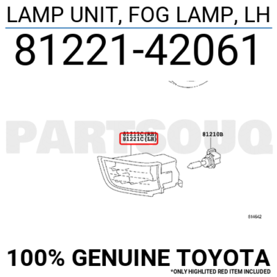 8122142061 Genuine Toyota LAMP UNIT, FOG LAMP, LH 81221-42061 | eBay