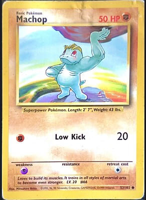 Pokémon TCG Machop 1st Edition Base Set 52/102 Regular Rare, MP, 1999 ...