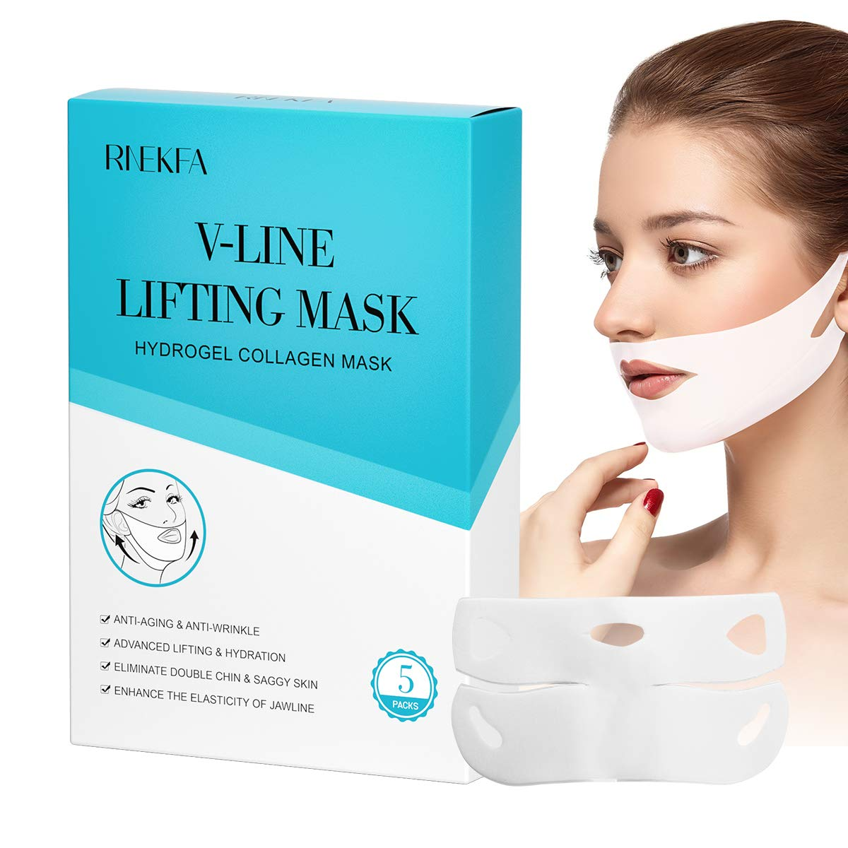 RNEKFA 5Pcs V Line Shaping Face Mask, Chin up Patch, Double Chin ...