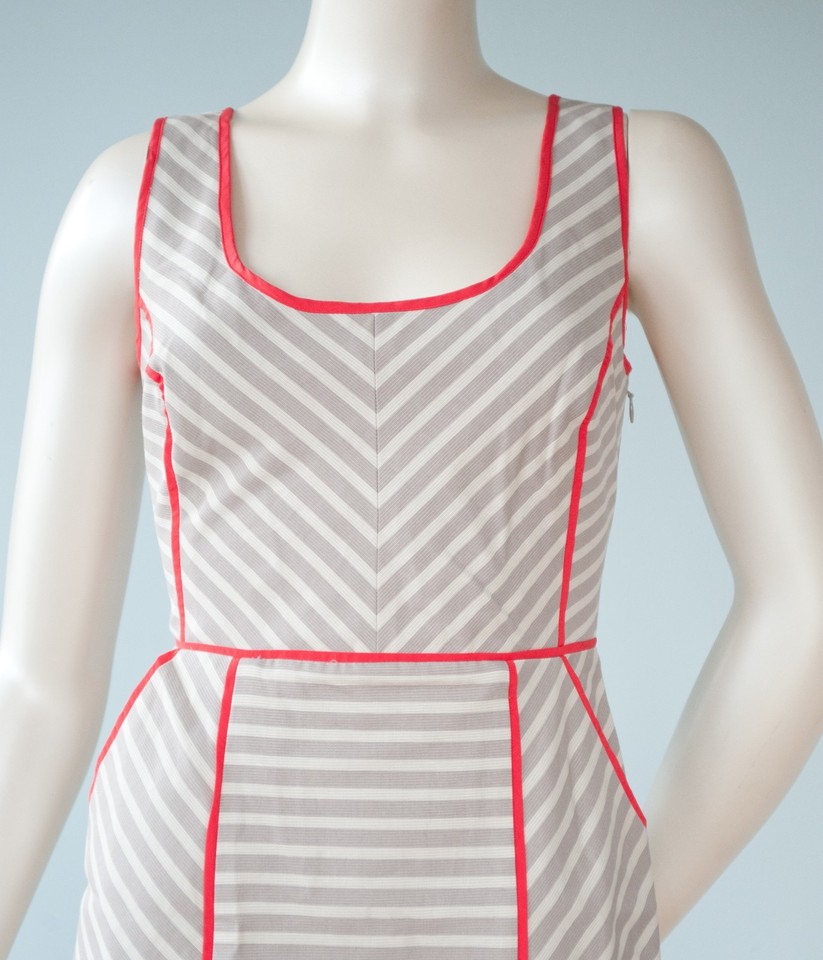 Anthropologie Beth Bowley Size 6 Taupe Cream Striped Nautical Cutout ...