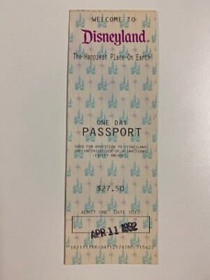 Vintage Disneyland One Day Passport Ticket Stub APRIL 11, 1992 | eBay
