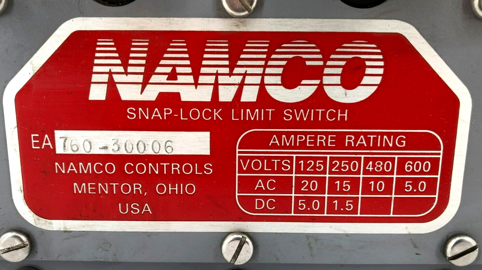 New Namco Controls EA760-30006 Snap-Lock Limit Switch 125/250/480 ...