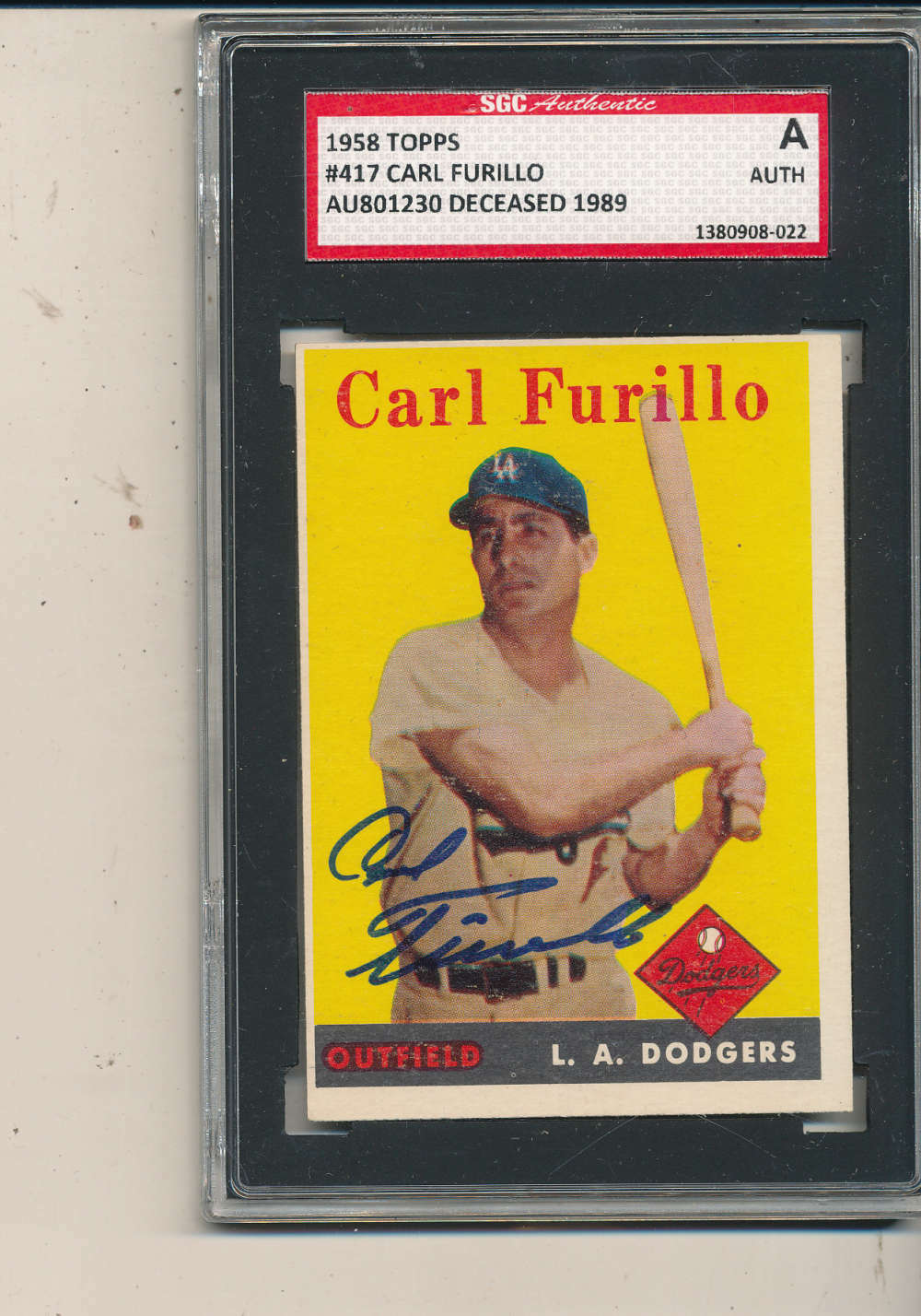 1958 Topps #417 carl Furillo dodgers Signed baseball card sgc auth | eBay