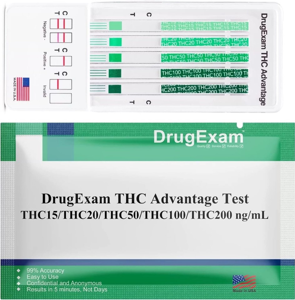 10 Pack - DrugExam THC Advantage, 5 Level THC Test. 15-20-50-100-200 ng ...