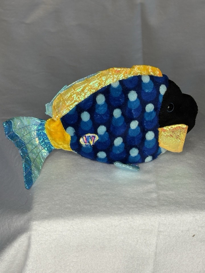 Ganz Webkinz Blue Yellow Shimmery Trigger Fish Plush Stuffed Animal 8 ...