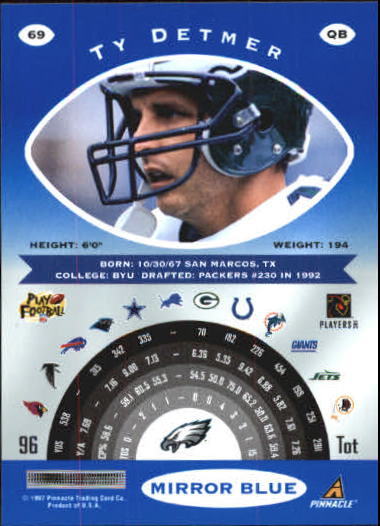 1997 Pinnacle Certified Mirror Blue #69 Ty Detmer - NM-MT | eBay